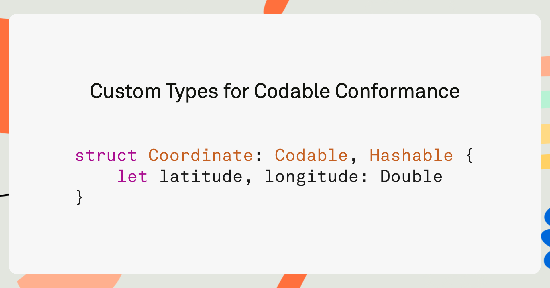 Swift Tip: Custom Types for Codable Conformance · objc.io Swift Tip: Custom Types for Codable Conformance · objc.io